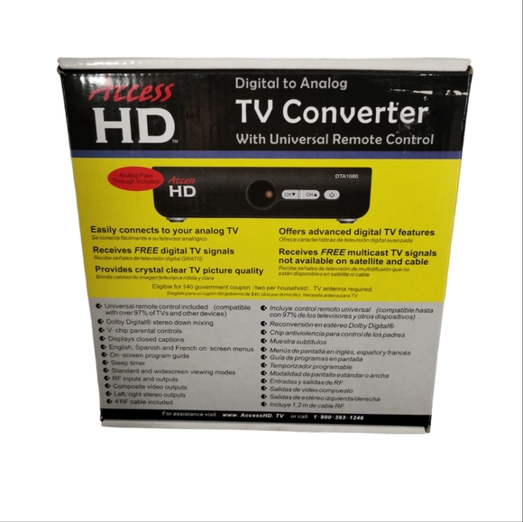 access hd | Other | Access Hd Digital To Analog Tv Converter Dta 80u With Universal Remote ...
